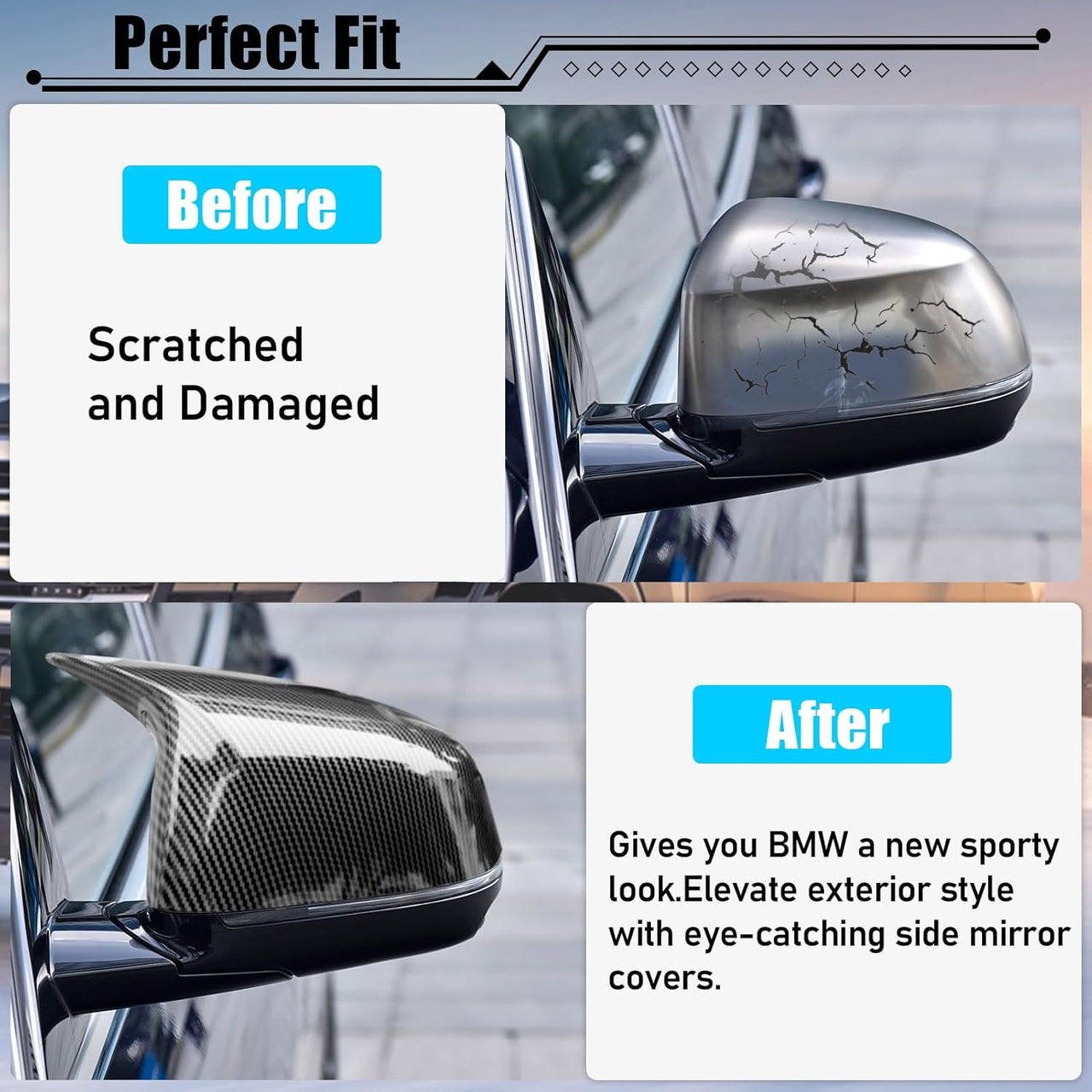 For BMW M Style Carbon Fiber Mirror Covers | X3 G01/X4 G02/X5 G05/X6 G ...
