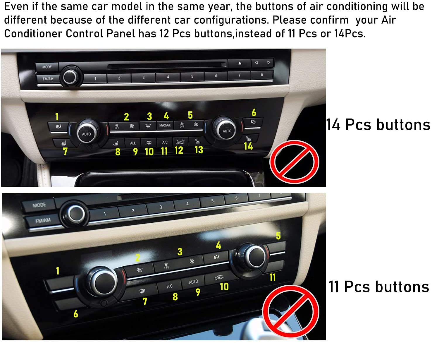 AC Climate Control Button Covers for BMW 5'/6'/7'/X5/X6-12PCS | Jaronx